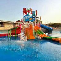 China LANCHAO-WH04 Family Interactive Splash Park Equipment with 4 Slides - 8m Height, 11KW Power for Water Amusement Parks for sale