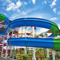 China 75m Fiberglass Water Slide with 7.5KW Power and 120-180 Guests/Hour Capacity for Amusement Parks for sale