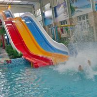 China Fiberglass Rainbow Racing Water Slide for Adults - 8m Height, 42m Length, 180 Guests/Hour Capacity with SGS Certification for sale