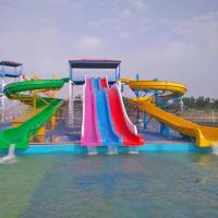China Fiberglass Rainbow Racing Water Slide for Adults - 8m Height, 42m Length, 180 Guests/Hour Capacity with SGS Certification for sale