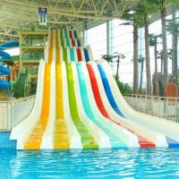 China 6 Lanes Fiberglass Rainbow Waterslide 8m Height 42m Length for Amusement Parks and Resorts for sale