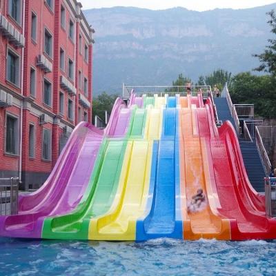China Fiberglass Rainbow Water Slide Equipment 8m Height 42m Length 180 Guests/Hour Capacity for Amusement Parks for sale