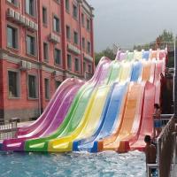 China Fiberglass Rainbow Water Slide Equipment 8m Height 42m Length 180 Guests/Hour Capacity for Amusement Parks for sale