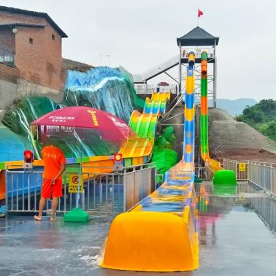 China High-Speed Fiberglass Water Slide 8m Height 65m Length for Amusement Parks with 180 Guests/Hour Capacity for sale