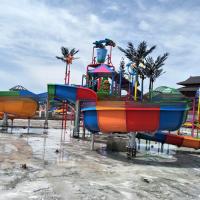 China Fiberglass Medium Water House 25m×23m×12m with 5 Slides & 45KW Power for Outdoor Aqua Parks for sale