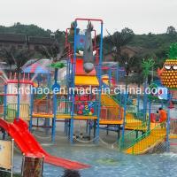 China LANCHAO Fiberglass Water Park Playground Equipment 25m x 23m x 12m with 45KW Power and 5 Slides for sale