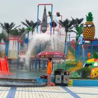 China LANCHAO Fiberglass Water Park Playground Equipment 25m x 23m x 12m with 45KW Power and 5 Slides for sale
