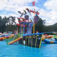 China Fiberglass Kids Water Playground Equipment 18m x 16m with 11KW Power for Aqua Theme Parks for sale