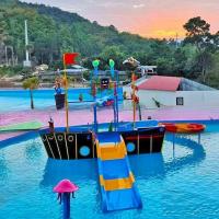 China Fiberglass Kids Water Playground Equipment 18m x 16m with 11KW Power for Aqua Theme Parks for sale