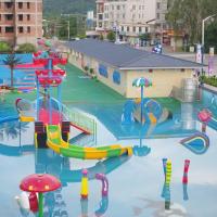 China Fiberglass Kids Water Playground Equipment 18m x 16m with 11KW Power for Aqua Theme Parks for sale