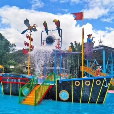 China Fiberglass Pirate Boat Water Slide 18m x 16m with 11KW Power for Amusement Parks for sale