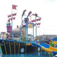 China LANCHAO Fiberglass Pirate Ship Water Park Equipment 18m x 16m with 500kg Capacity and 12-Year Lifespan for sale