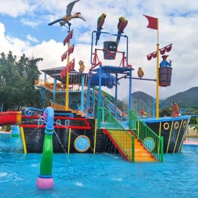 China FRP Pirate Ship Water Amusement Park Equipment 18m x 16m with 11KW Power and Anti-UV Coating for sale