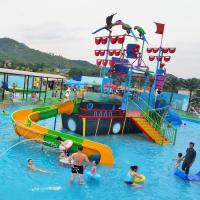 China FRP Pirate Ship Water Amusement Park Equipment 18m x 16m with 11KW Power and Anti-UV Coating for sale