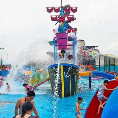 China Fiberglass Pirate Ship Water Amusement Equipment 18m x 16m x 9m with 11KW Power for Outdoor Parks for sale