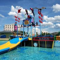 China Pirate Ship Water Slide 18m x 16m Family Play Equipment with 500kg Capacity and 11KW Power for sale