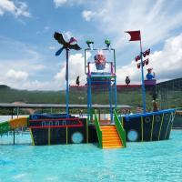 China Fiberglass Aqua Park Children Water Playground 18m×16m×9m with 11KW Power and 500kg Capacity for sale