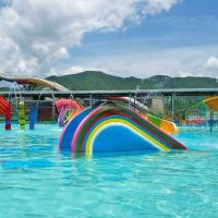 China Anti Static Fiberglass Rianbow Water Slide Swimming Pool Aqua Water Park for sale