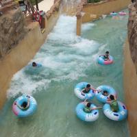 China Lazy River Water Park Equipment 100-400m Length 128.5KW Power ISO9001 Certified Fiberglass Construction for sale