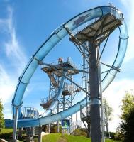 China Transparent Fiberglass Slide for Resort  Large Water Tube for Water Park Loop Slide in Water Parks for sale