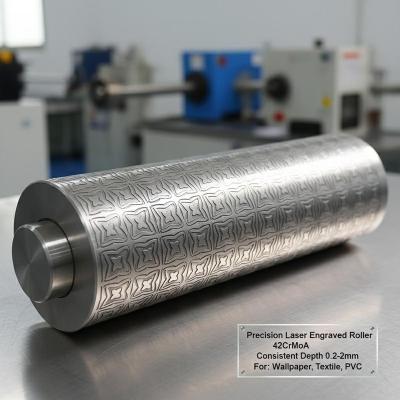 China Precision Laser Engraved 42CrMoA Alloy Steel Embossing Roller with Consistent Depth 0.02-2mm for Wallpaper Textile PVC for sale