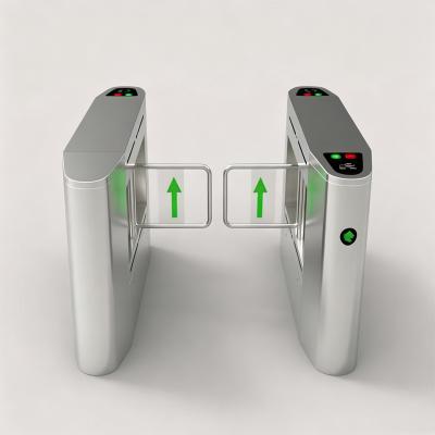 China Tourist Entrances Swing Barrier Gate Turnstile 1.5mm Thickness With RFID Ticket Checking for sale