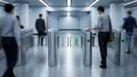 China Swing Turnstile 1.5mm Stainless Steel RFID Ticket Checking Access Gate for Metro Station Entrances for sale