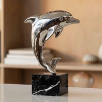 China Mirror Polished Dolphin Stainless Steel Sculpture 90CM Weather Resistant Hotel Decoration for sale