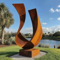 China Abstract Corten Steel Sculpture 210cm H Rusted Outdoor Garden Art for Park Decoration for sale