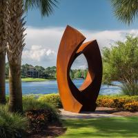 China Abstract Corten Steel Sculpture 210cm H Rusted Outdoor Garden Art for Park Decoration for sale