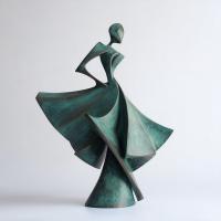 China Green Patina Bronze People Art Figure Statue 30CM for Hotel Decoration for sale