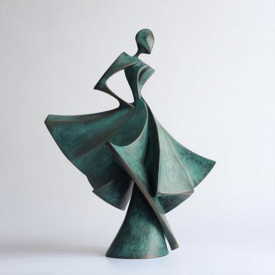China Green Patina Bronze People Art Figure Statue 30CM for Hotel Decoration for sale