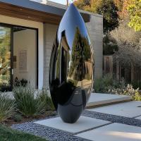 China Mirror Polished Oval Stainless Steel Outdoor Sculpture 230CM H Custom Size Garden Art for sale