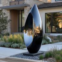 China Mirror Polished Oval Stainless Steel Outdoor Sculpture 230CM H Custom Size Garden Art for sale