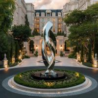 China Mirror Polished Stainless Steel Abstract Hotel Sculpture 210CM H Custom Size for sale