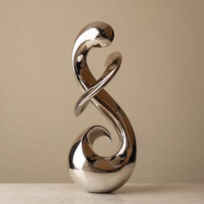 China Abstract Mirror Polished Stainless Steel Sculpture 32CM H Customizable Contemporary Art for sale