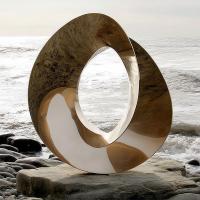 China Stainless Steel Circular Abstract Metal Sculpture Electroplated Finish 120cm H Custom for sale
