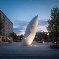 China Large White Whale Metal Art Sculpture 500CM Customized for Urban Plaza Stainless Steel for sale