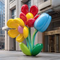 China Bright Coloured Flower Metal Sculpture Modern Art 280CM H Customized Stainless Steel for sale