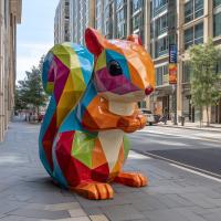 China Life Size Colorful Metal Squirrel Sculpture Outdoor Art 120cm H Stainless Steel for sale