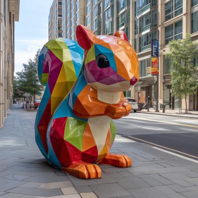 China Life Size Colorful Metal Squirrel Sculpture Outdoor Art 120cm H Stainless Steel for sale