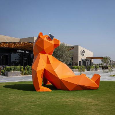 China Custom Large Outdoor Metal Bear Sculpture 400cm Stainless Steel Painted Finish for Shopping Center for sale