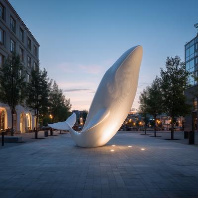 China Large White Whale Metal Art Sculpture 500CM Customized for Urban Plaza Stainless Steel for sale