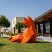China Custom Large Outdoor Metal Bear Sculpture 400cm Stainless Steel Painted Finish for Shopping Center for sale