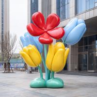 China Bright Coloured Flower Metal Sculpture Modern Art 280CM H Customized Stainless Steel for sale