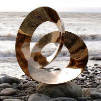 China Stainless Steel Circular Abstract Metal Sculpture Electroplated Finish 120cm H Custom for sale