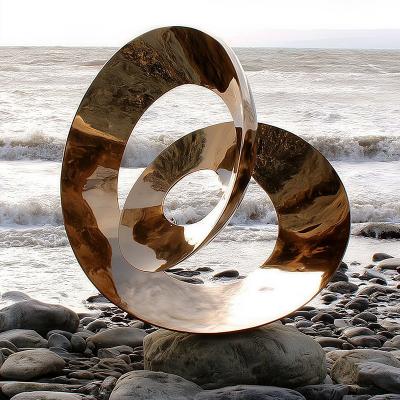 China Stainless Steel Circular Abstract Metal Sculpture Electroplated Finish 120cm H Custom for sale