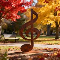 China Custom Corten Steel Music Note Sculpture 100cm H Natural Rusted Finish Public Art for sale