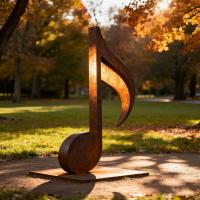 China Custom Corten Steel Music Note Sculpture 100cm H Natural Rusted Finish Public Art for sale