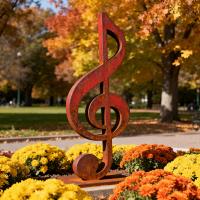China Custom Corten Steel Music Note Sculpture 100cm H Natural Rusted Finish Public Art for sale